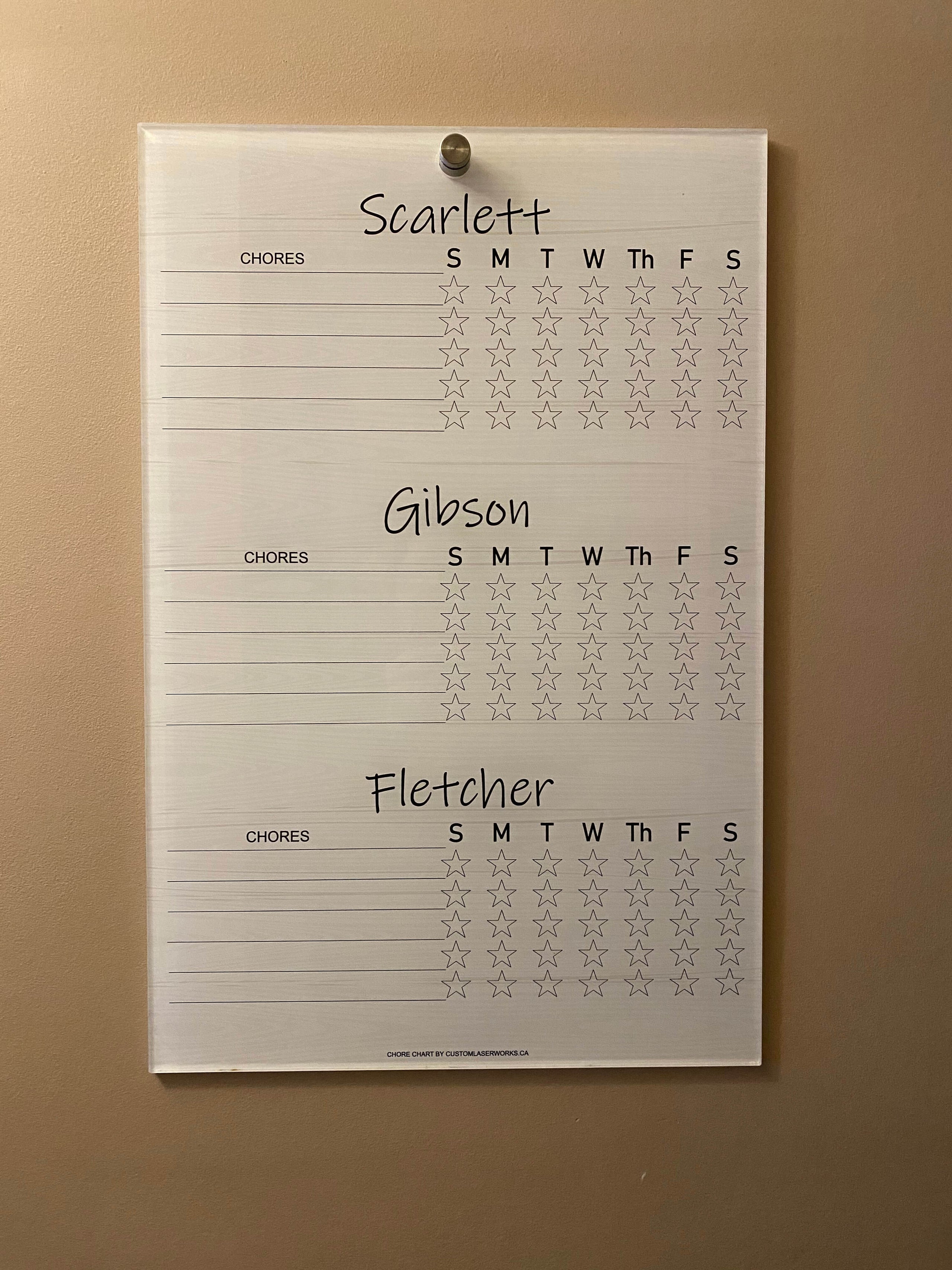 Acrylic dry wipe chore chart | Custom Laser Works